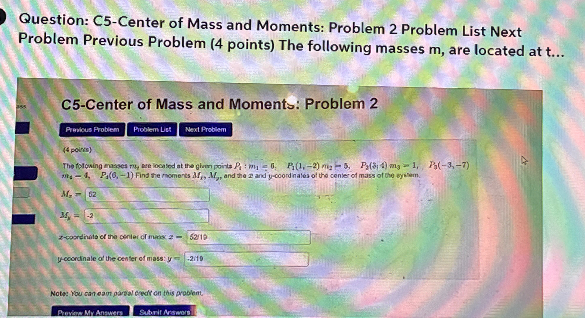 Solved Question: C5-Center of Mass and Moments: Problem 2 | Chegg.com