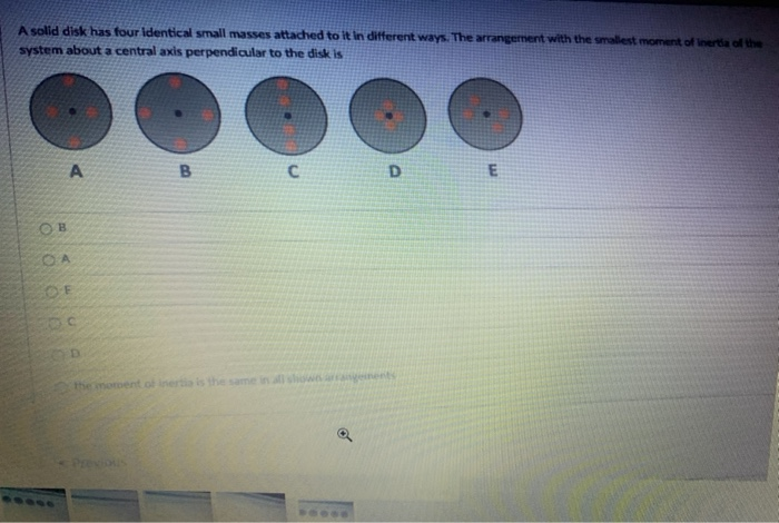 Solved A solid disk has four identical small masses attached | Chegg.com
