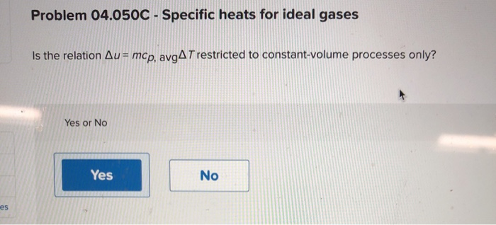 Solved Problem 04.050C - Specific heats for ideal gases Is | Chegg.com