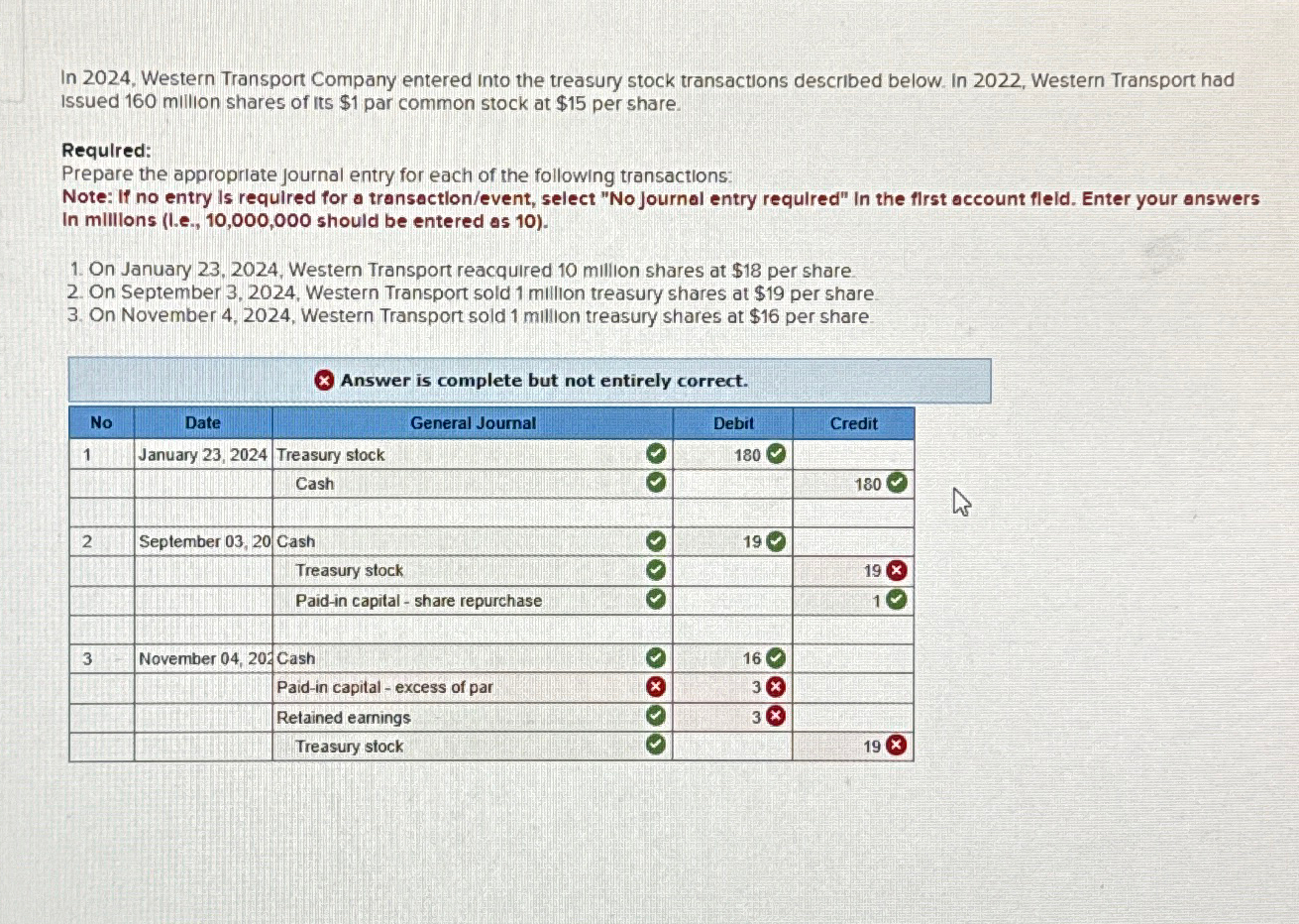 Solved In 2024, ﻿Western Transport Company entered into the | Chegg.com