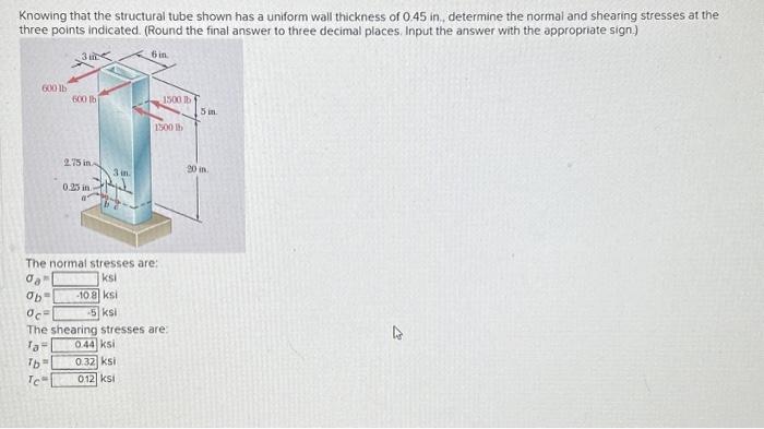 Solved Knowing that the structural tube shown has a uniform | Chegg.com