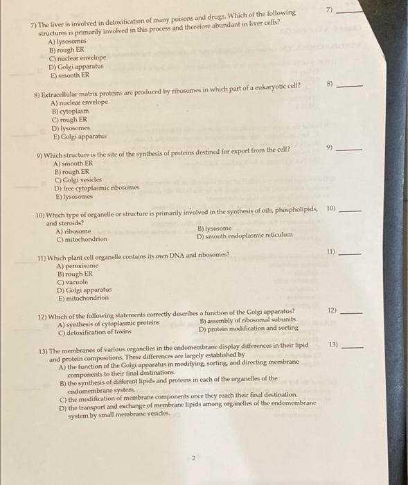 Solved Chapter 8 - A Tour of the Cell MULTIPLE CHOICE. | Chegg.com
