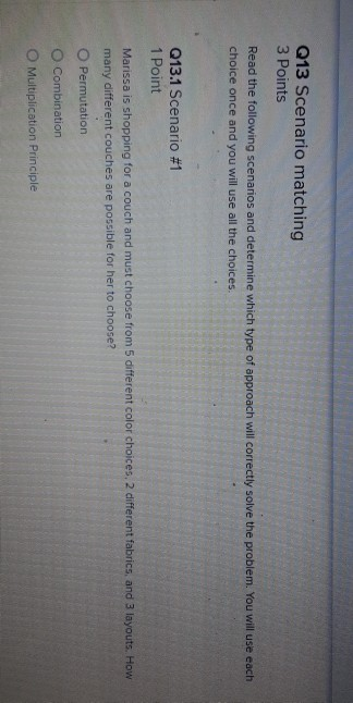 Solved Q13 Scenario matching 3 Points Read the following | Chegg.com