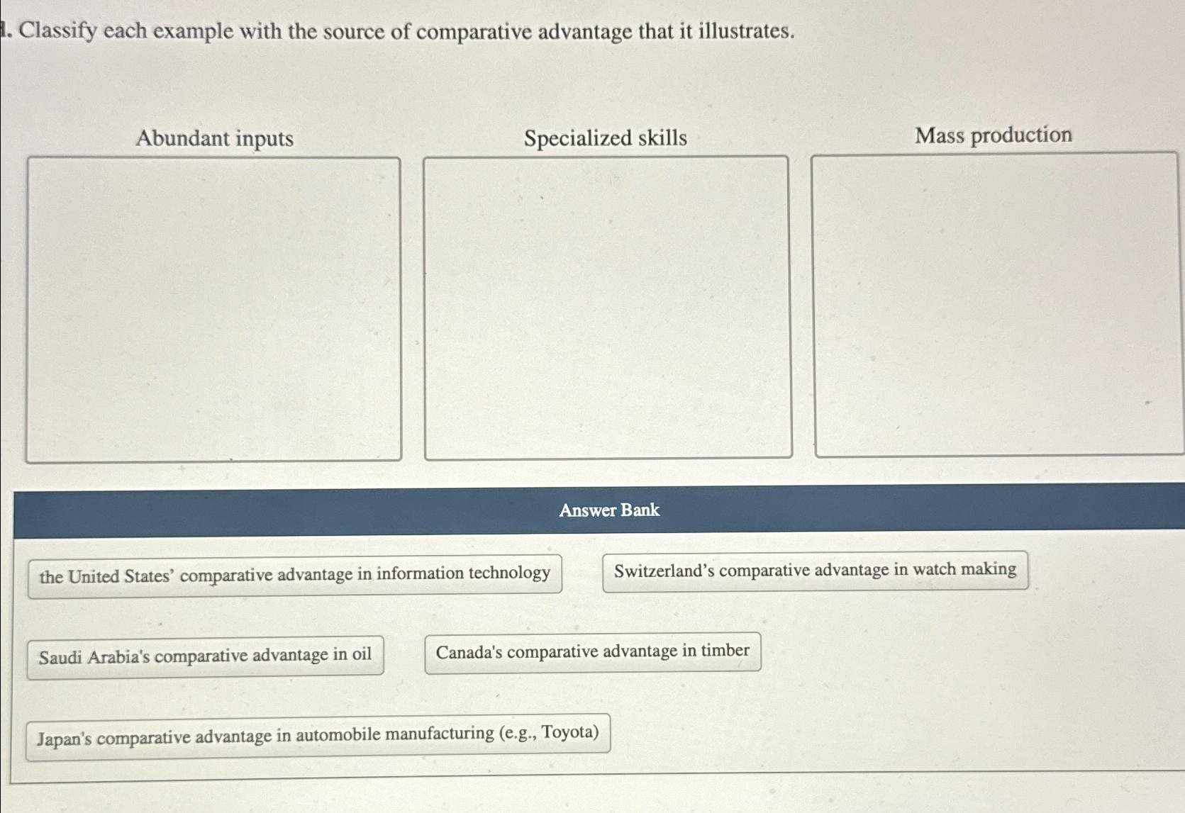 Solved Classify Each Example With The Source Of Comparative 6357