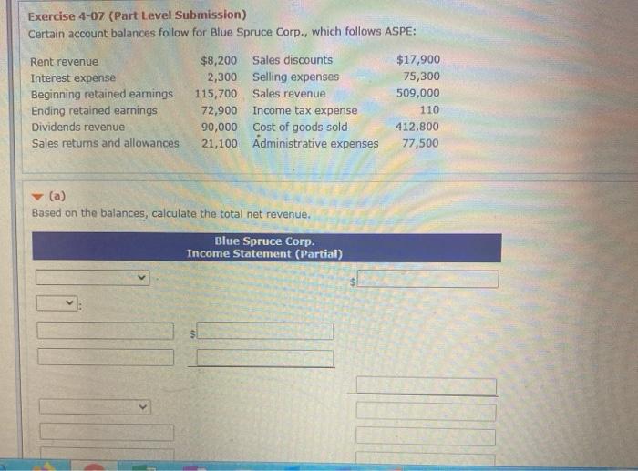 Solved Exercise 4-07 (Part Level Submission) Certain account | Chegg.com