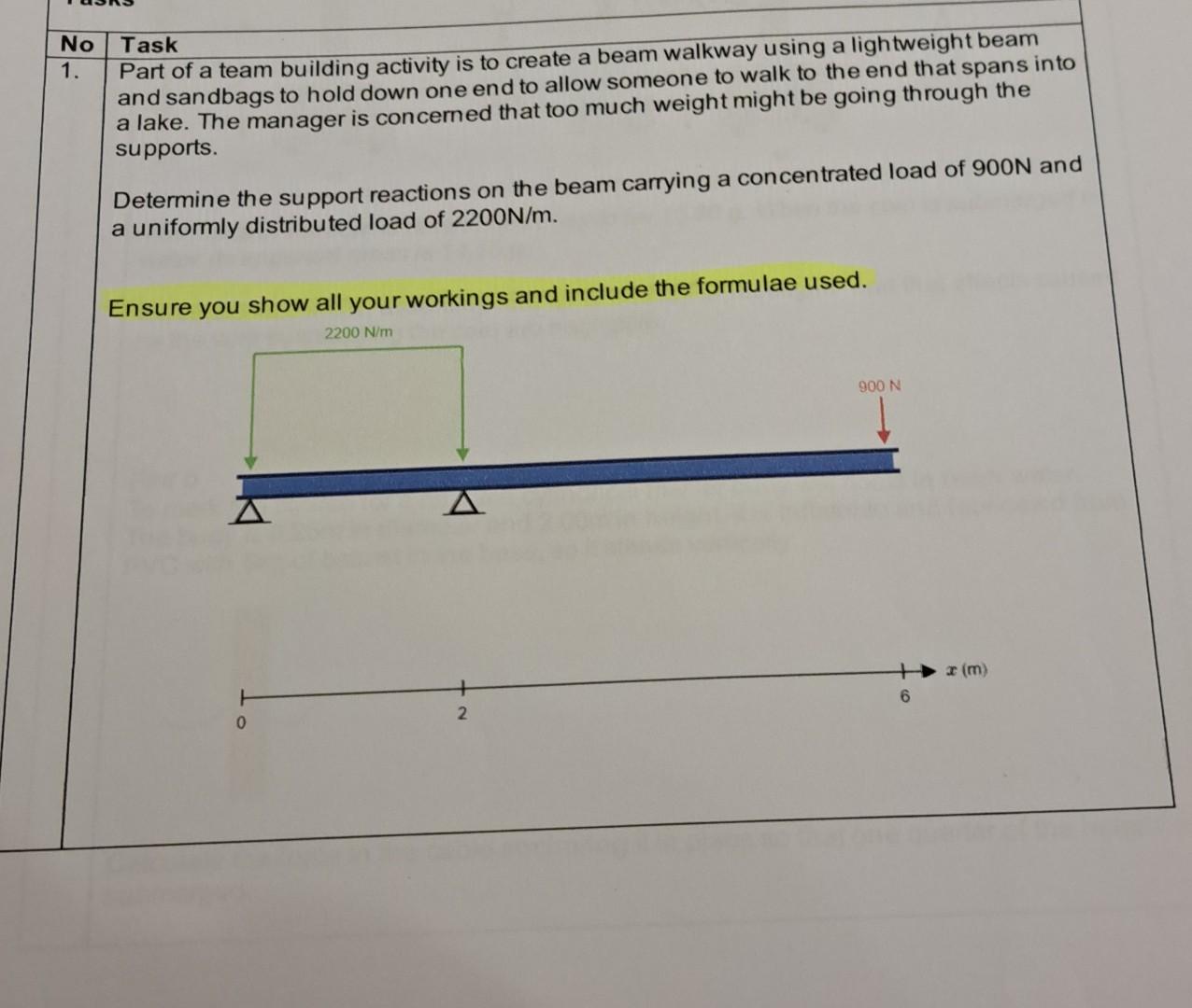 Solved Part of a team building activity is to create a beam | Chegg.com