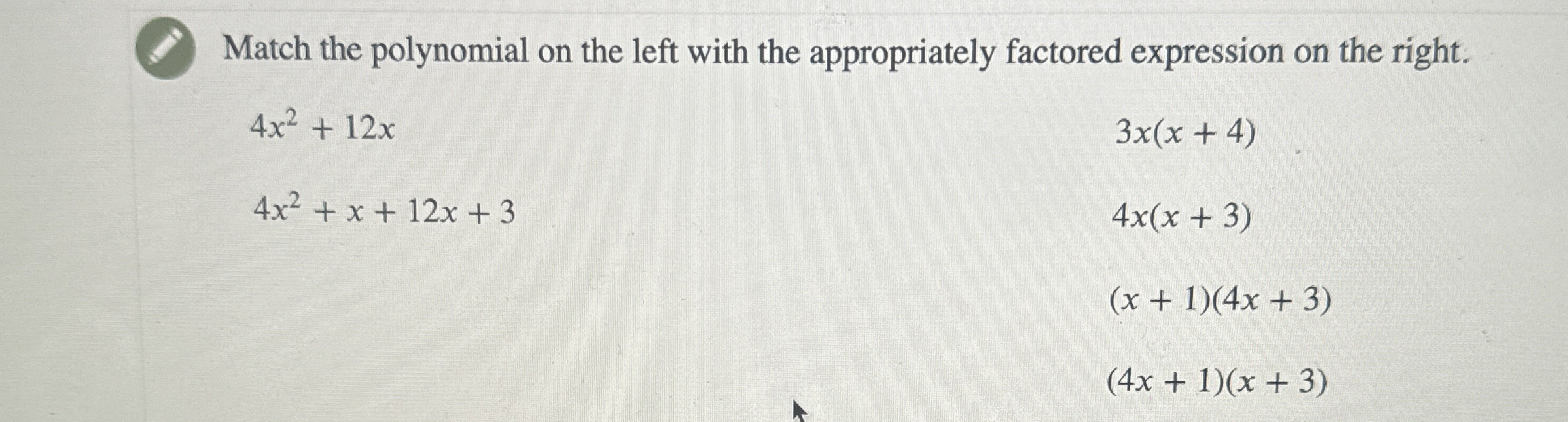Solved Match the polynomial on the left with the | Chegg.com