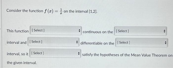 Solved Consider the function f(x) - on the interval [1,2]. | Chegg.com