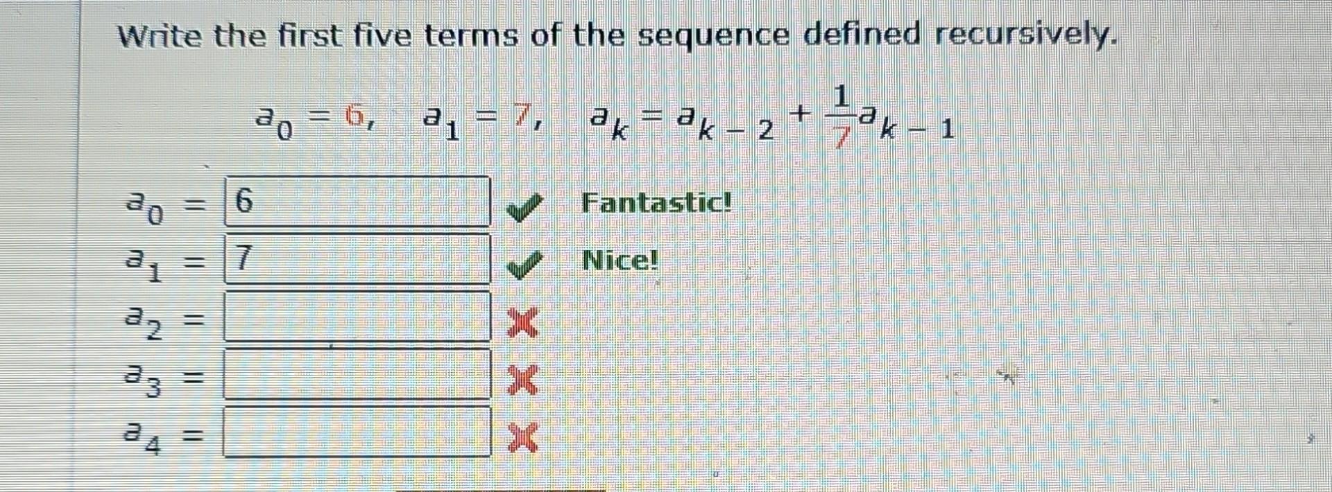 Solved Write the first five terms of the sequence defined | Chegg.com