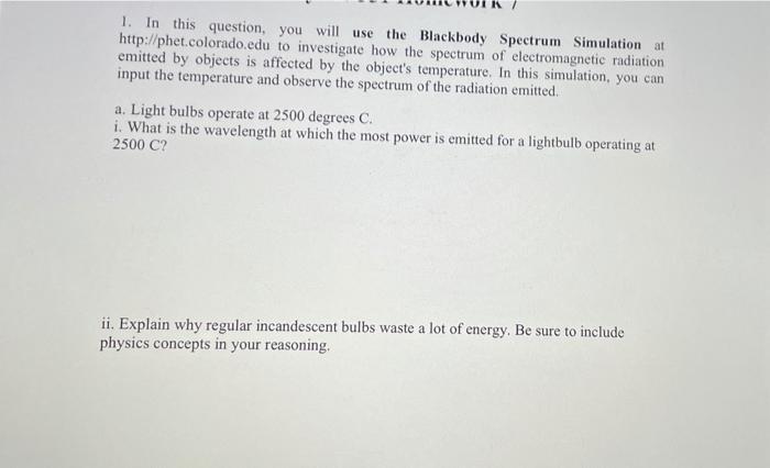 Solved 1. In this question, you will use the Blackbody | Chegg.com