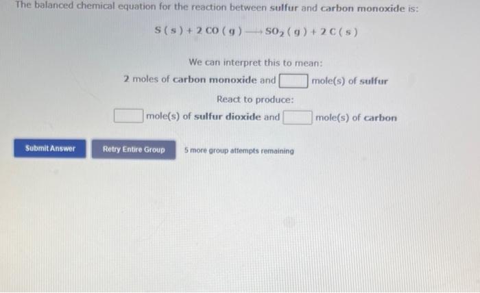 Solved The balanced chemical equation for the reaction | Chegg.com