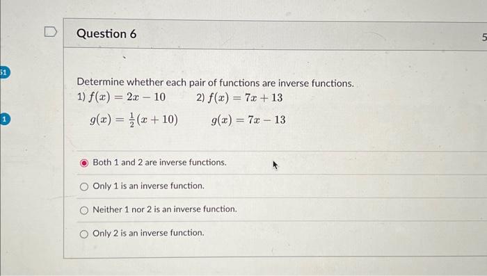 Solved Determine whether each pair of functions are inverse | Chegg.com