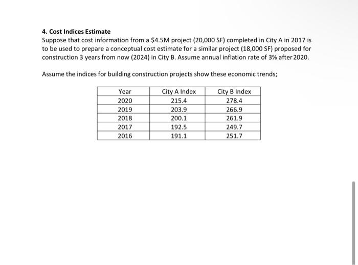 4. Cost Indices Estimate Suppose that cost | Chegg.com