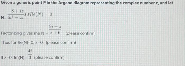 Solved Given a generic point P in the Argand diagram | Chegg.com