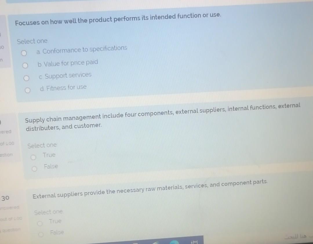 Solved Focuses on how well the product performs its intended | Chegg.com