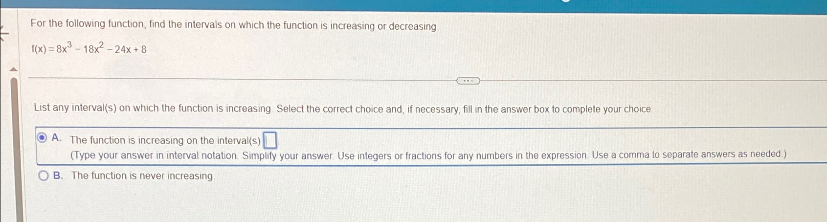Solved For the following function, find the intervals on | Chegg.com