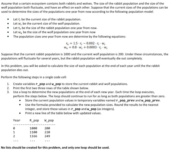 Solved Assume that a certain ecosystem contains both rabbits | Chegg.com