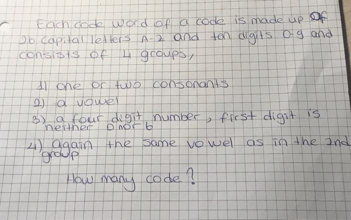 Solved Each code word of a code is made up 26 capital | Chegg.com