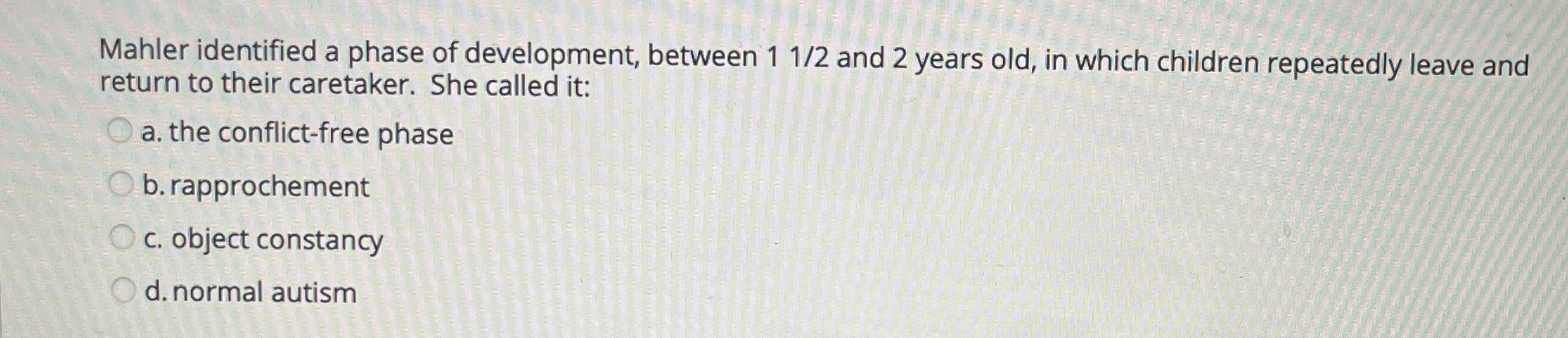 Solved Mahler identified a phase of development, between 112 | Chegg.com