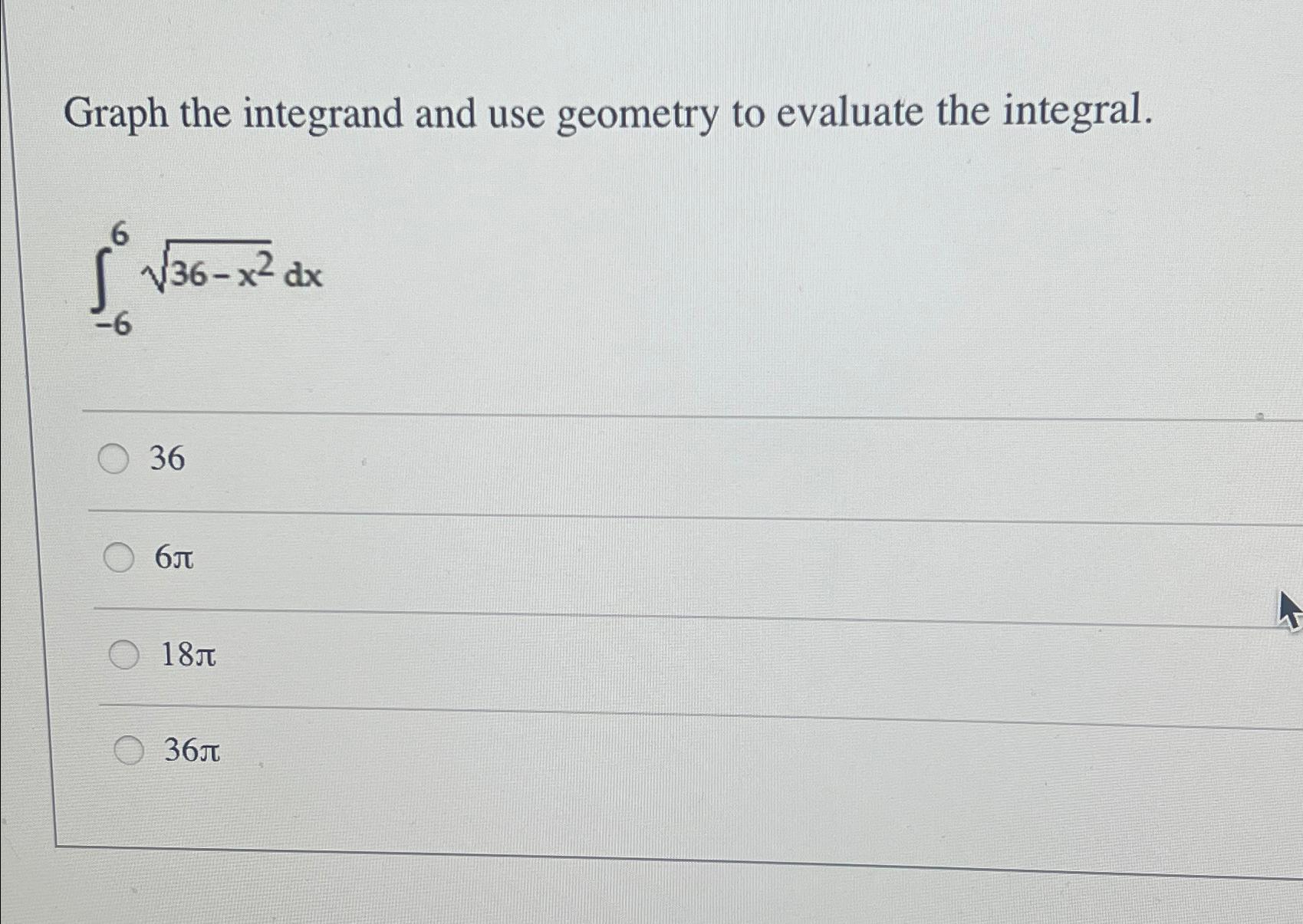Solved Graph the integrand and use geometry to evaluate the | Chegg.com
