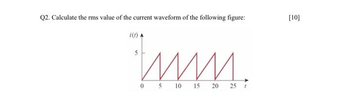 Solved Q2. Calculate the rms value of the current waveform | Chegg.com