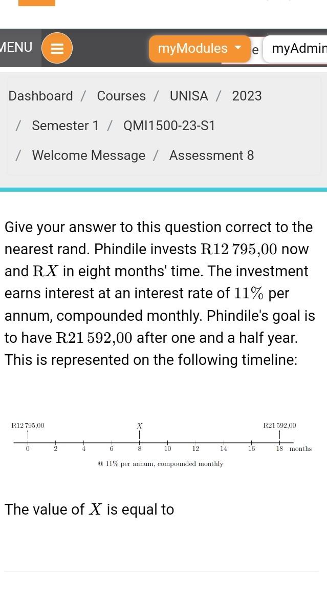Solved Dashboard / Courses / UNISA / 2023 / Semester 1 / | Chegg.com
