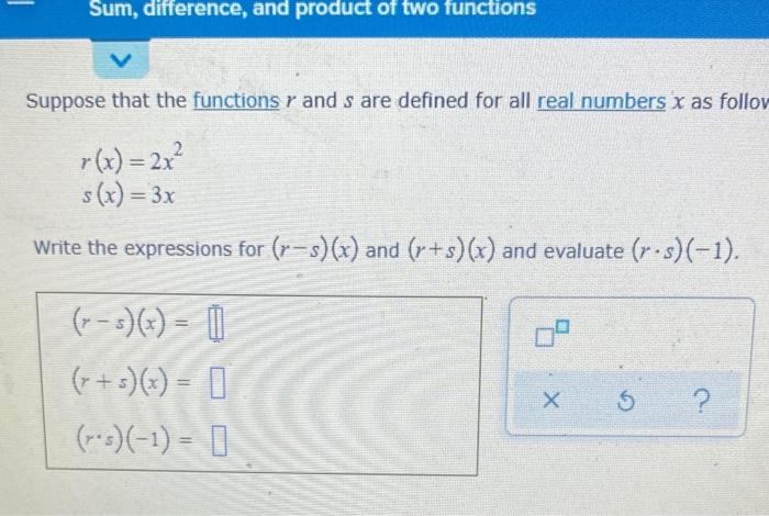 Solved Sum, difference, and product of two functions Suppose | Chegg.com
