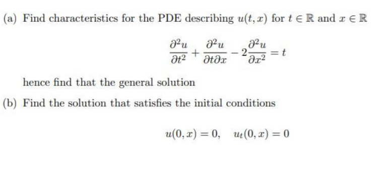 Solved (a) Find characteristics for the PDE describing | Chegg.com