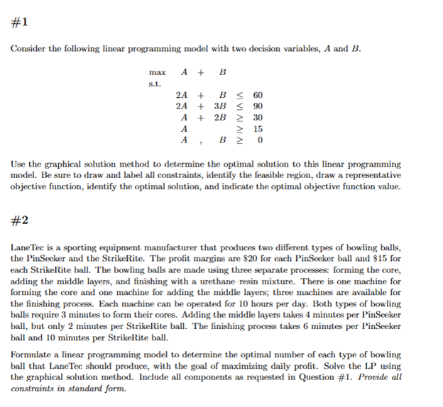 #1 ﻿Consider the following linear programming model | Chegg.com