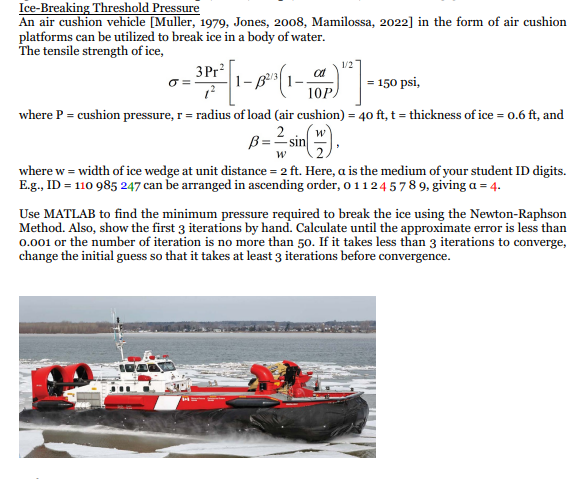 Solved Ice-Breaking Threshold PressureAn air cushion vehicle | Chegg.com