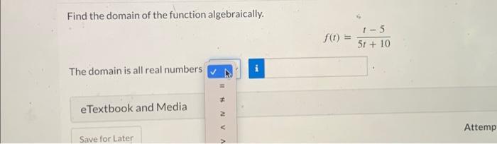 Solved Find the domain of the function algebraically. | Chegg.com