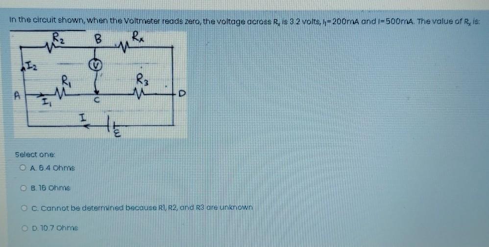 Solved in the circuit shown, when the Voltmeter reads zero, | Chegg.com