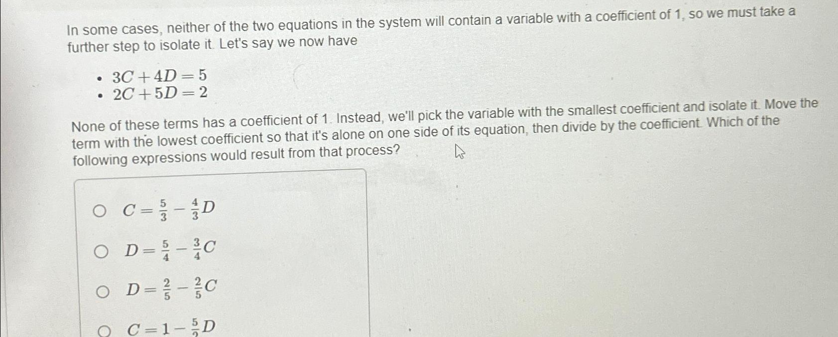 Solved In some cases, neither of the two equations in the | Chegg.com