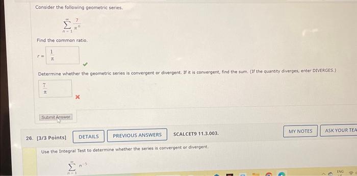 Solved Consider the following geometric series. Σ n = 1 r= | Chegg.com