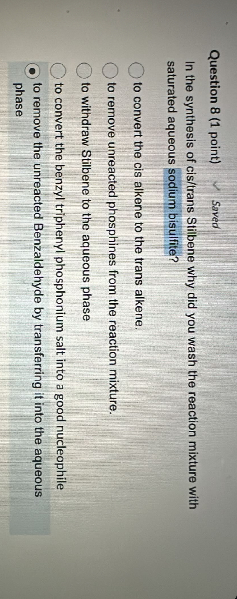 Solved Question 8 (1 ﻿point) ﻿SavedIn the synthesis of | Chegg.com