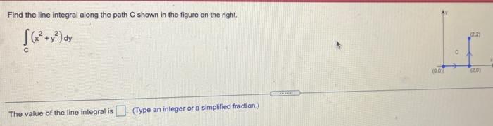 Solved Find the line integral along the path C shown in the | Chegg.com