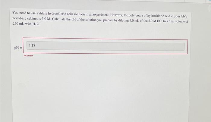 Solved You need to use a dilute hydrochloric acid solution | Chegg.com