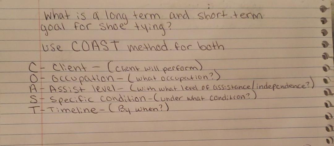 Solved What is a long term and short term. goal for shoe | Chegg.com