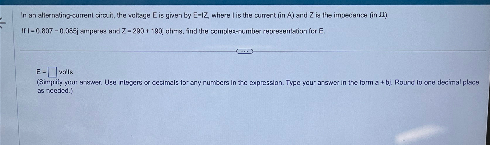 Solved In an alternating-current circuit, the voltage E ﻿is | Chegg.com