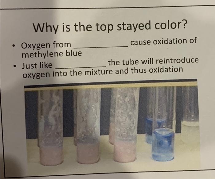 Why is the top stayed color? Oxygen from cause | Chegg.com