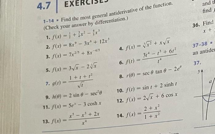 Solved EXER and t find 36. Find ext 37-38 - an antider 37. | Chegg.com Solved EXER and t find 36. Find ext 37-38 - an antider 37. | Chegg.com