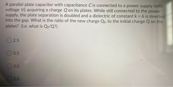 Solved A parallel plate capacitor with capacitance Cis | Chegg.com