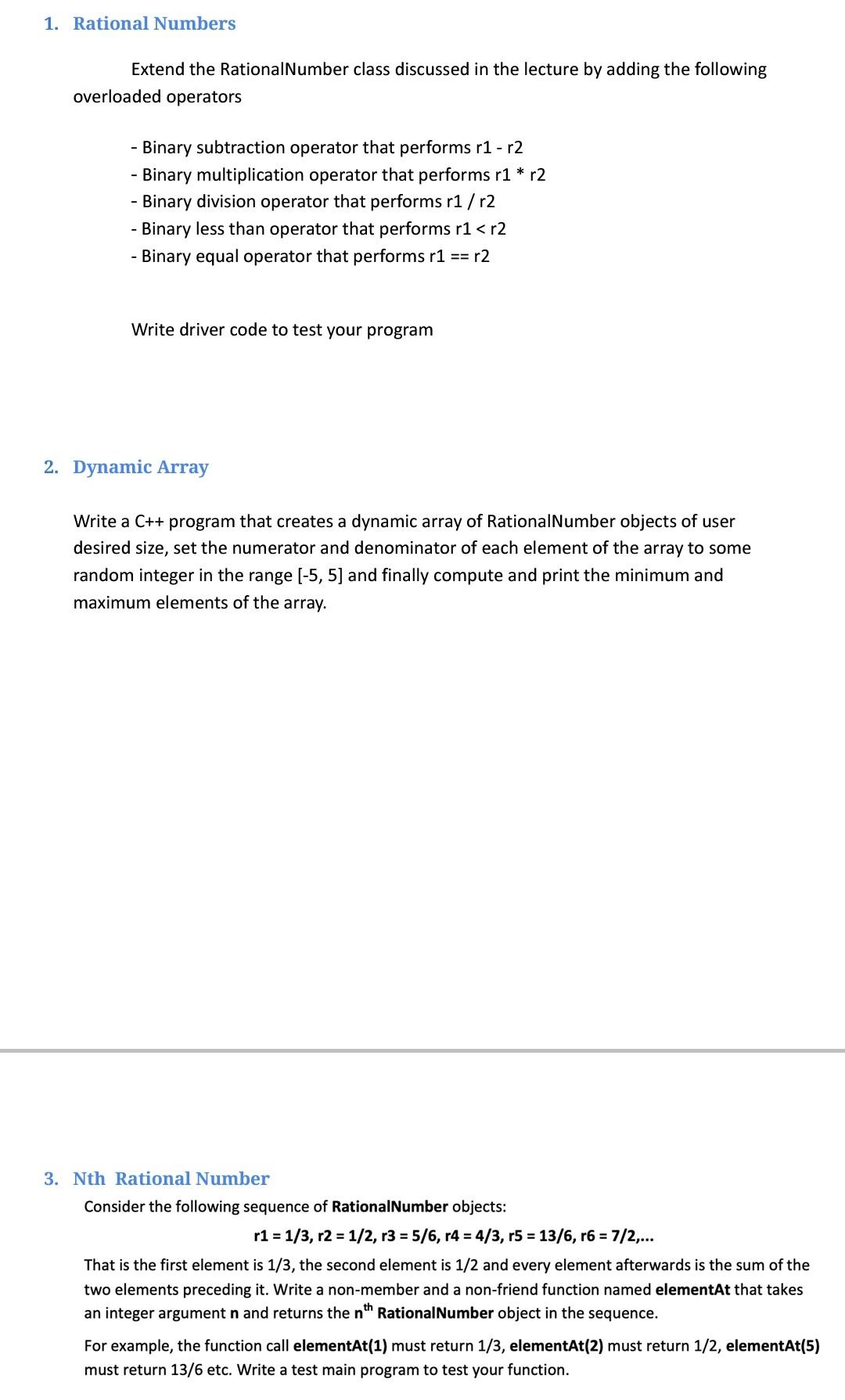 Solved 1. Rational Numbers Extend the RationalNumber class | Chegg.com