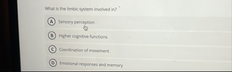 Solved What is the limbic system involved in?Sensory | Chegg.com