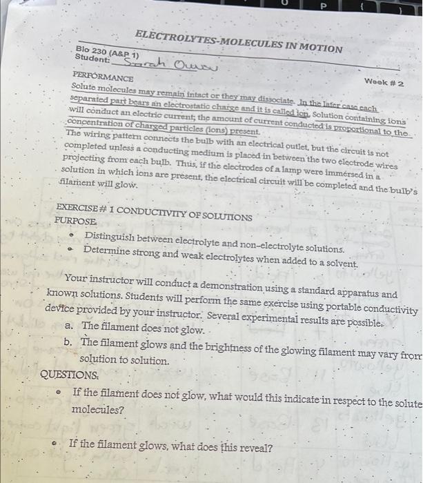 Solved 94. e e ELECTROLYTES-MOLECULES IN MOTION Bio 230 (A&P | Chegg.com