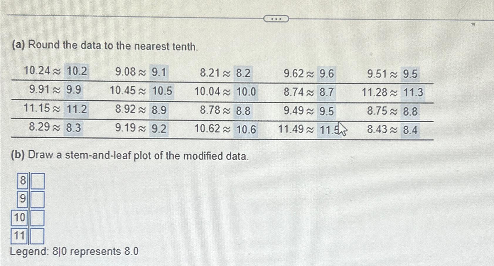 Solved (a) ﻿Round the data to the nearest | Chegg.com