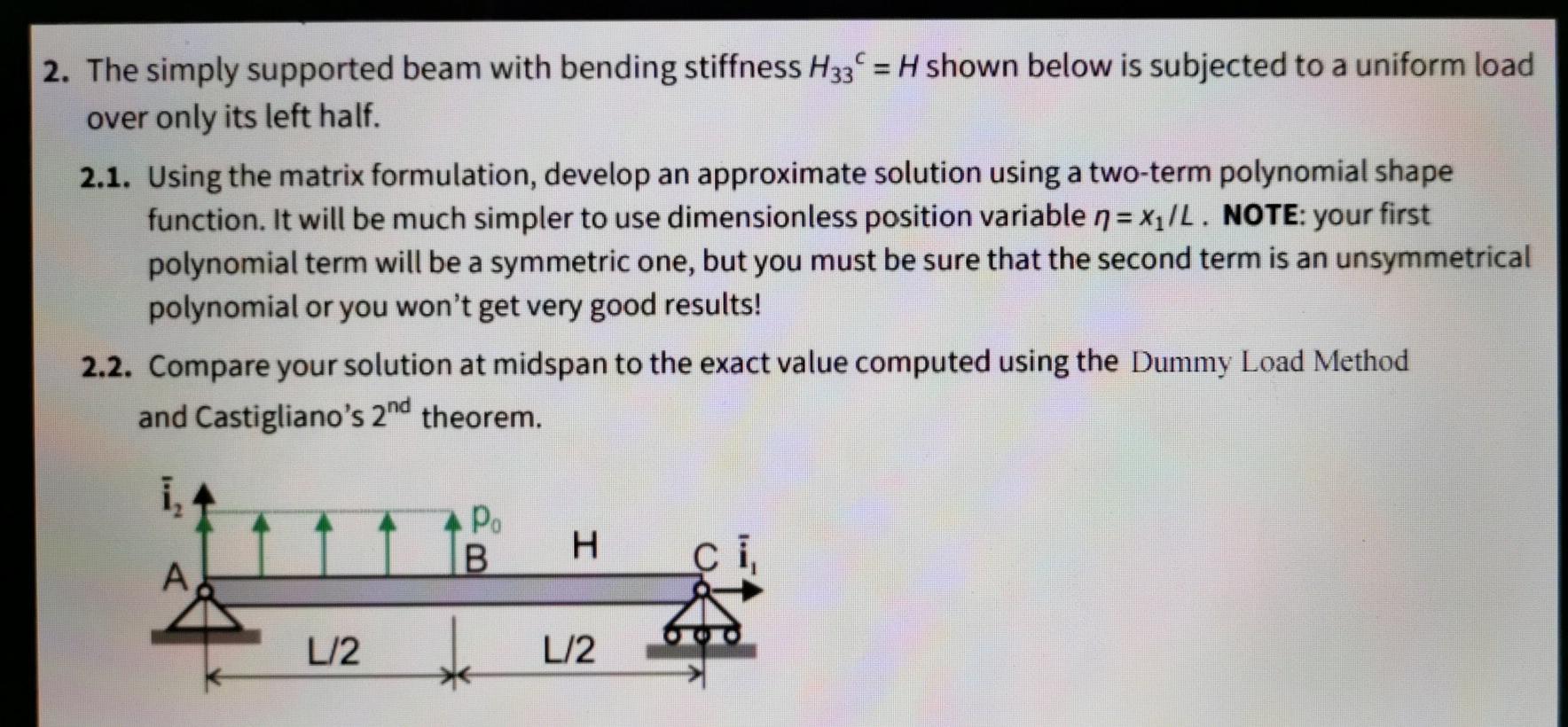 Solved 2. The simply supported beam with bending stiffness | Chegg.com