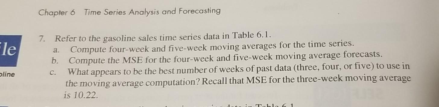Solved Chapter 6 Time Series Analysis And Forecasting Fle 7560