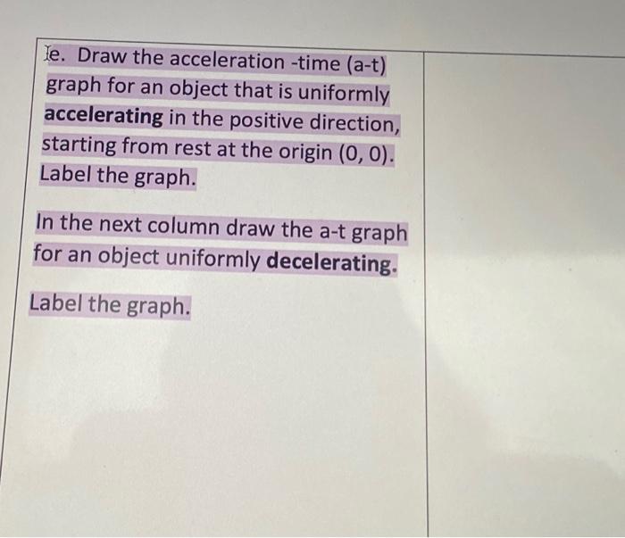 Solved e. Draw the acceleration -time (a-t) graph for an | Chegg.com