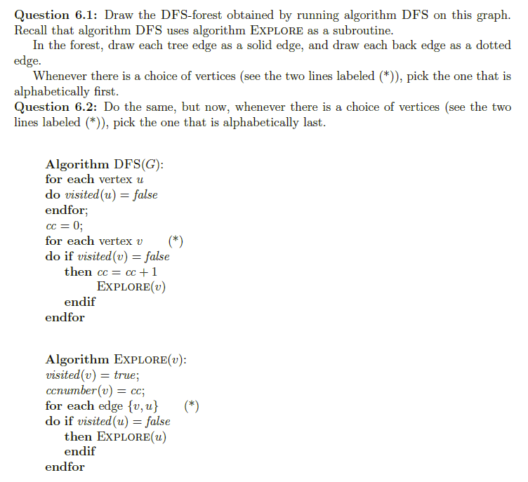 Solved Question 6.1: Draw the DFS-forest obtained by running | Chegg.com